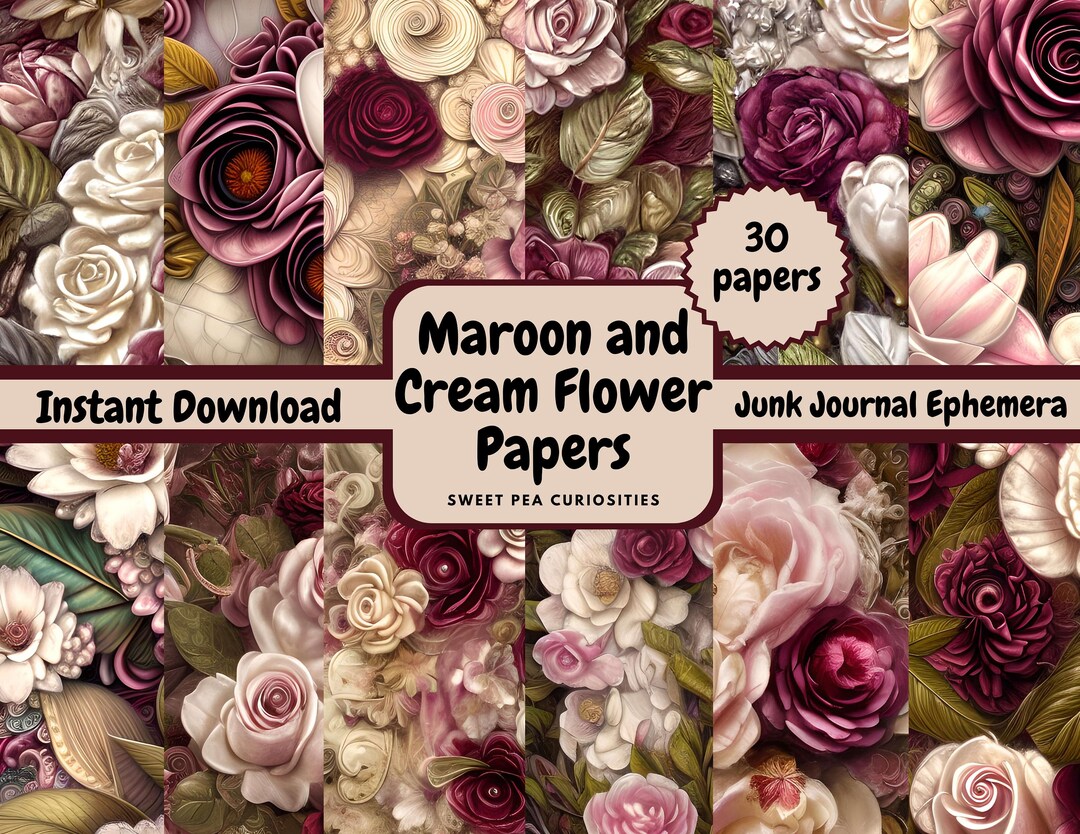 Flowers, Journal, Digital, Download, Printable, Junk Journal Supplies ...