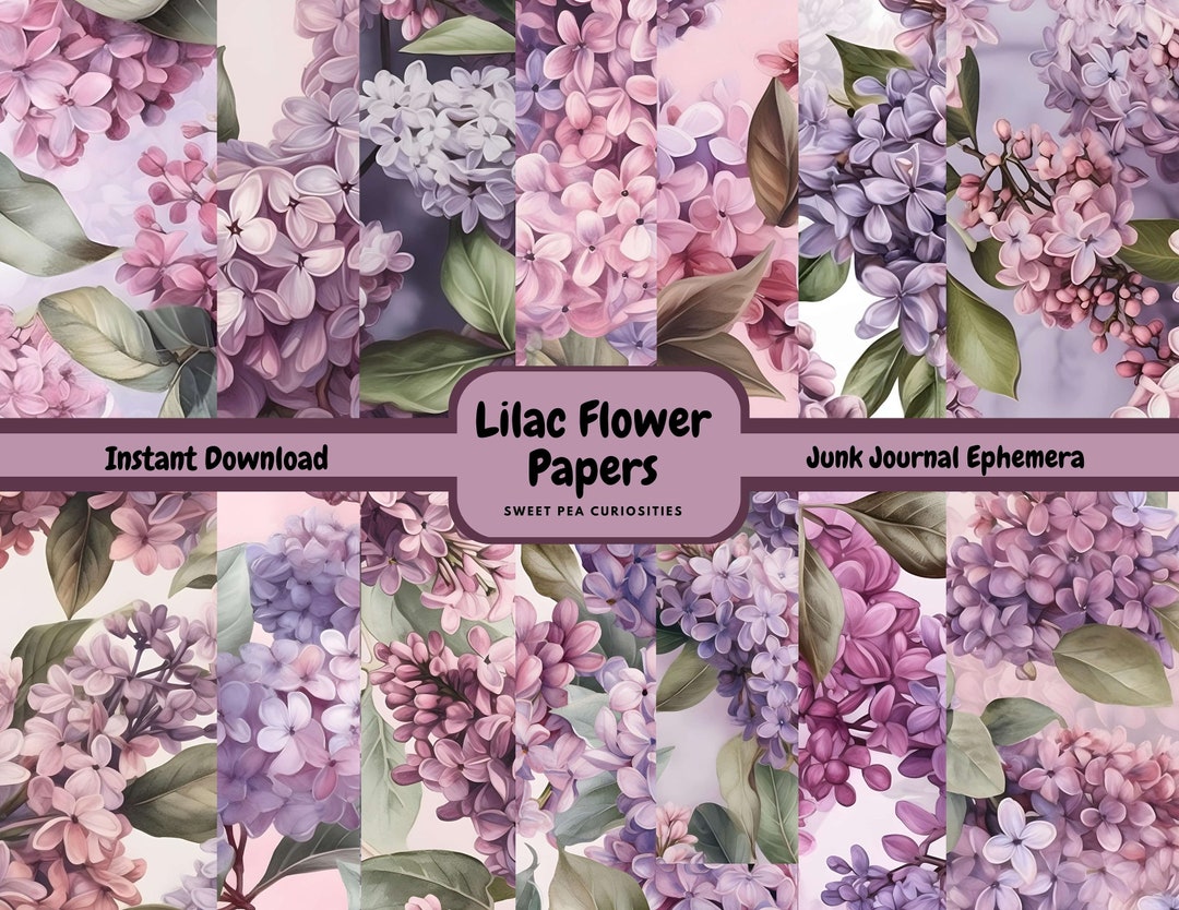 Printable, Download, Digital, Lilac, Junk Journal, Supplies, Flowers ...
