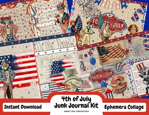 Junk Journal Kit 4th of July Junk Journal Ephemera Junk - Etsy