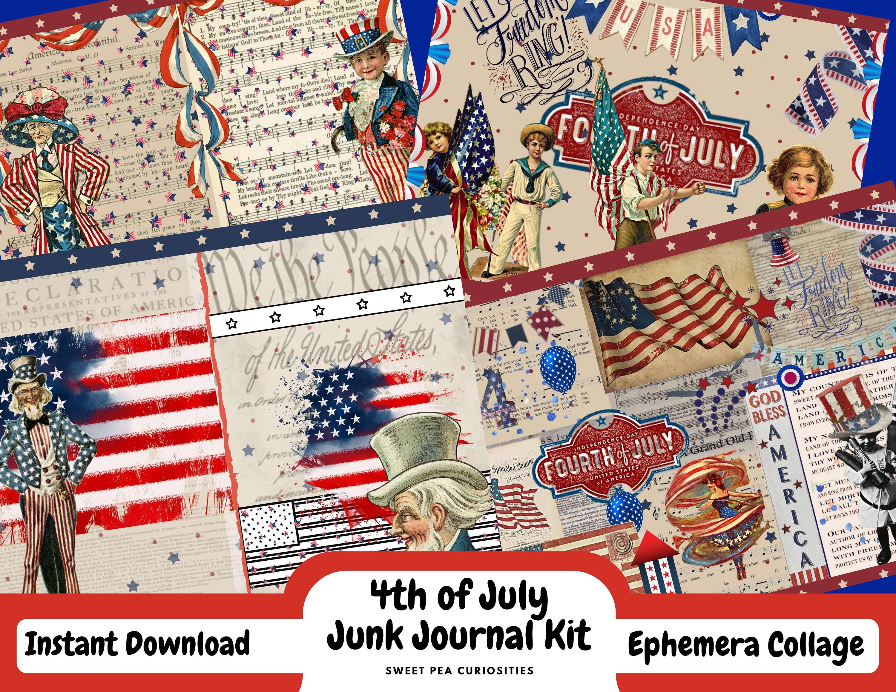 Junk Journal Kit, 4th of July, Junk Journal, Ephemera, Junk Journal ...