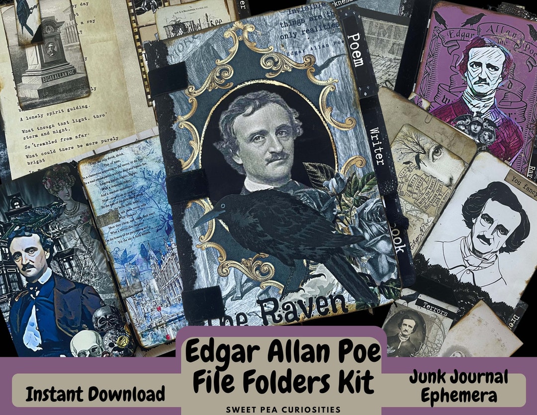 Edgar Allan Poe,paper, File Folders, Pockets, Tags, Kit, Digital ...