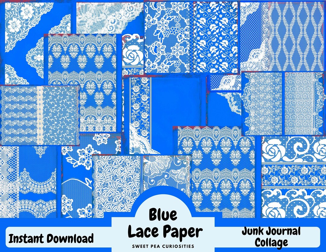 Blue Lace, Printable, Digital, Download, Junk Journal, Collage ...