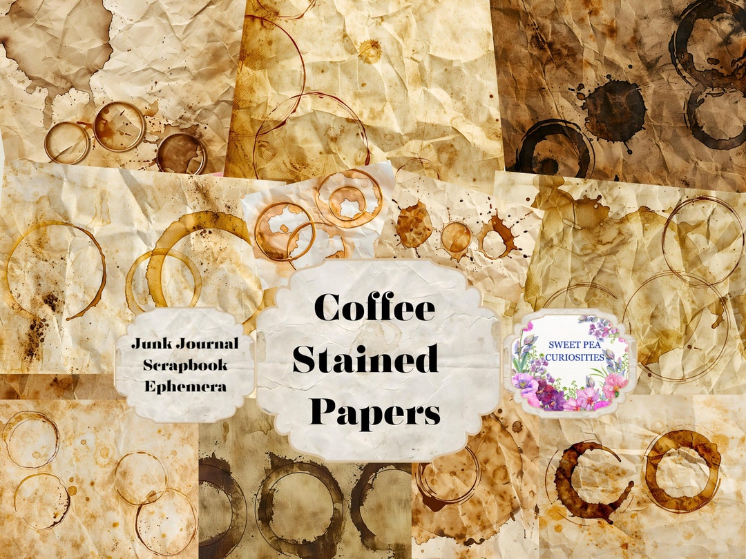 Coffee Stained, Papers, Junk Journal, Vintage, Printable, Digital ...