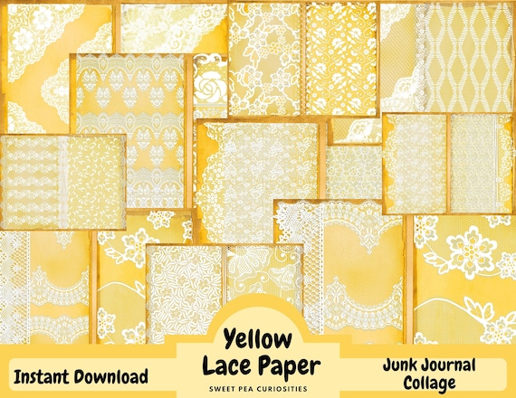 Yellow Lace Printable Digital Download Junk Journal | Etsy