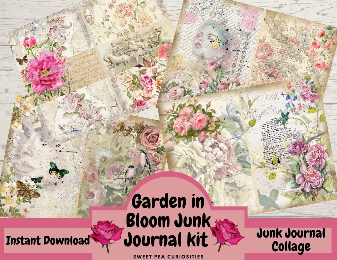 Junk Journal Kit, Vintage Flowers, Junk Journal Ephemera, Ephemera ...