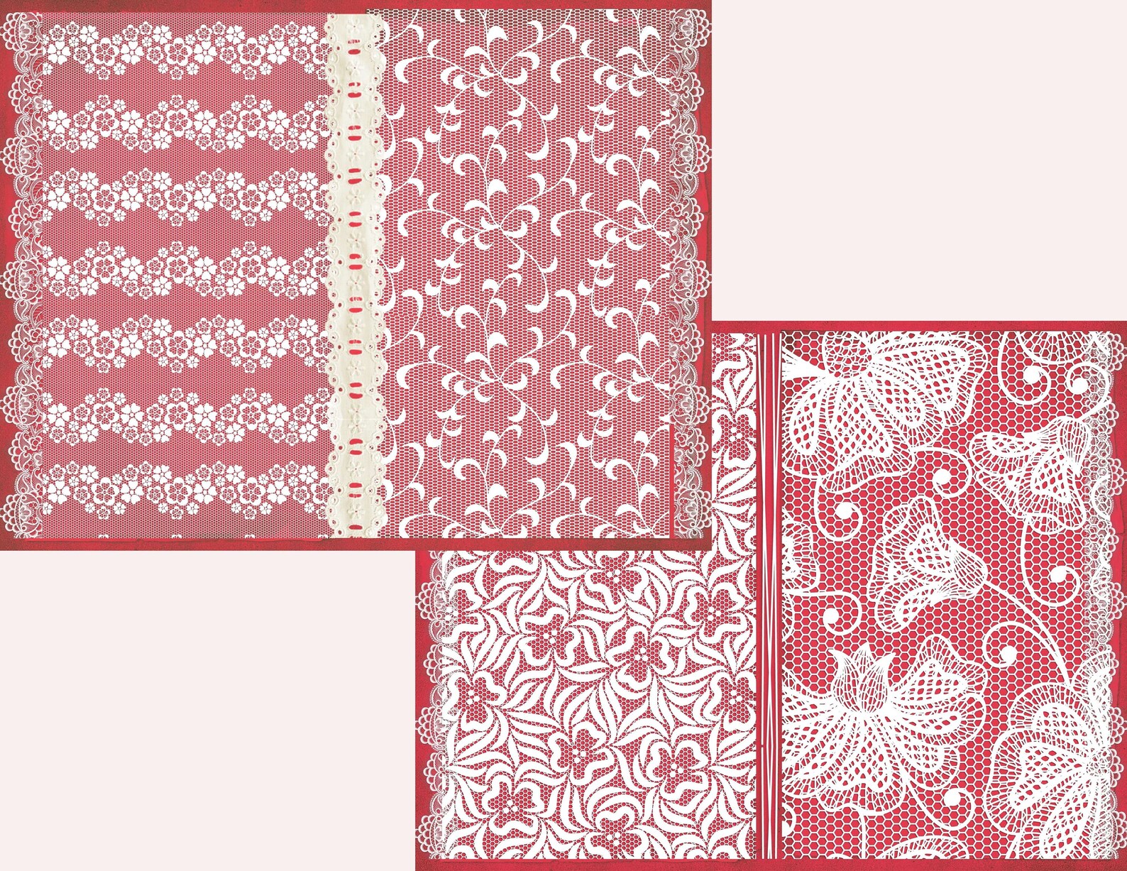 Red Lace Printable Digital Download Junk Journal Collage | Etsy