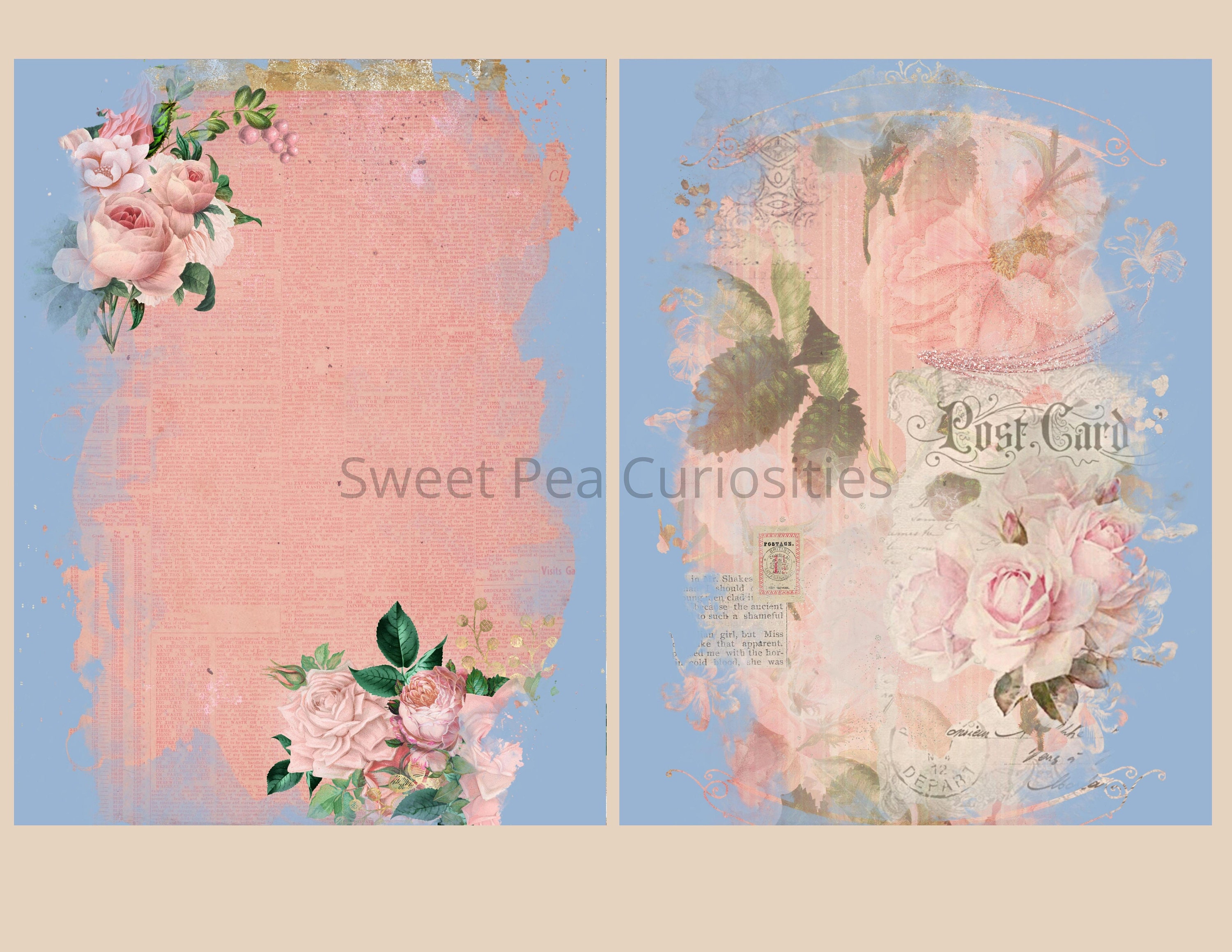 Shabby Chic Papers Digital Download Printable Junk Journal - Etsy