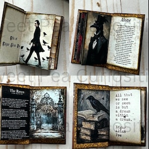 Edgar Allan Poe, Tiny Books, Digital, Download, Printable, Junk Journal, Scrapbook, Ephemera ...