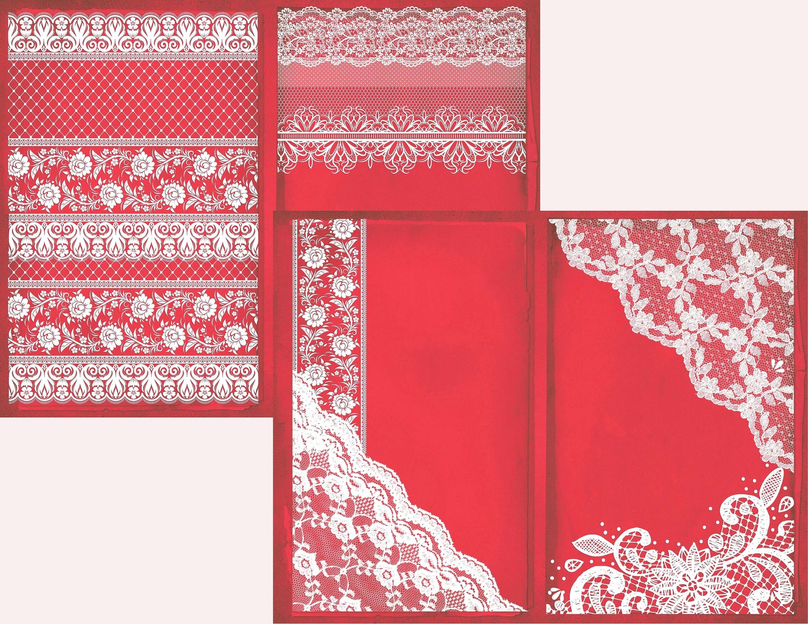 Red Lace Printable Digital Download Junk Journal Collage - Etsy