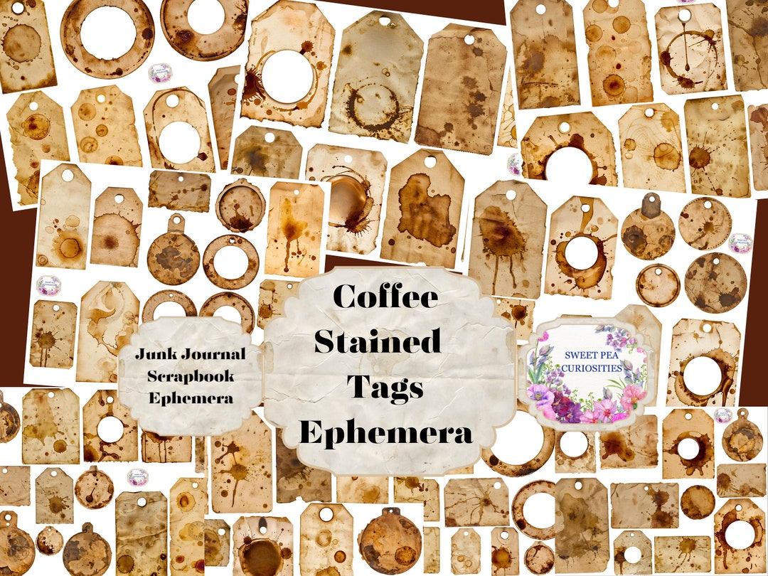 Coffee Stained, Papers, Junk Journal, Vintage, Printable, Digital ...