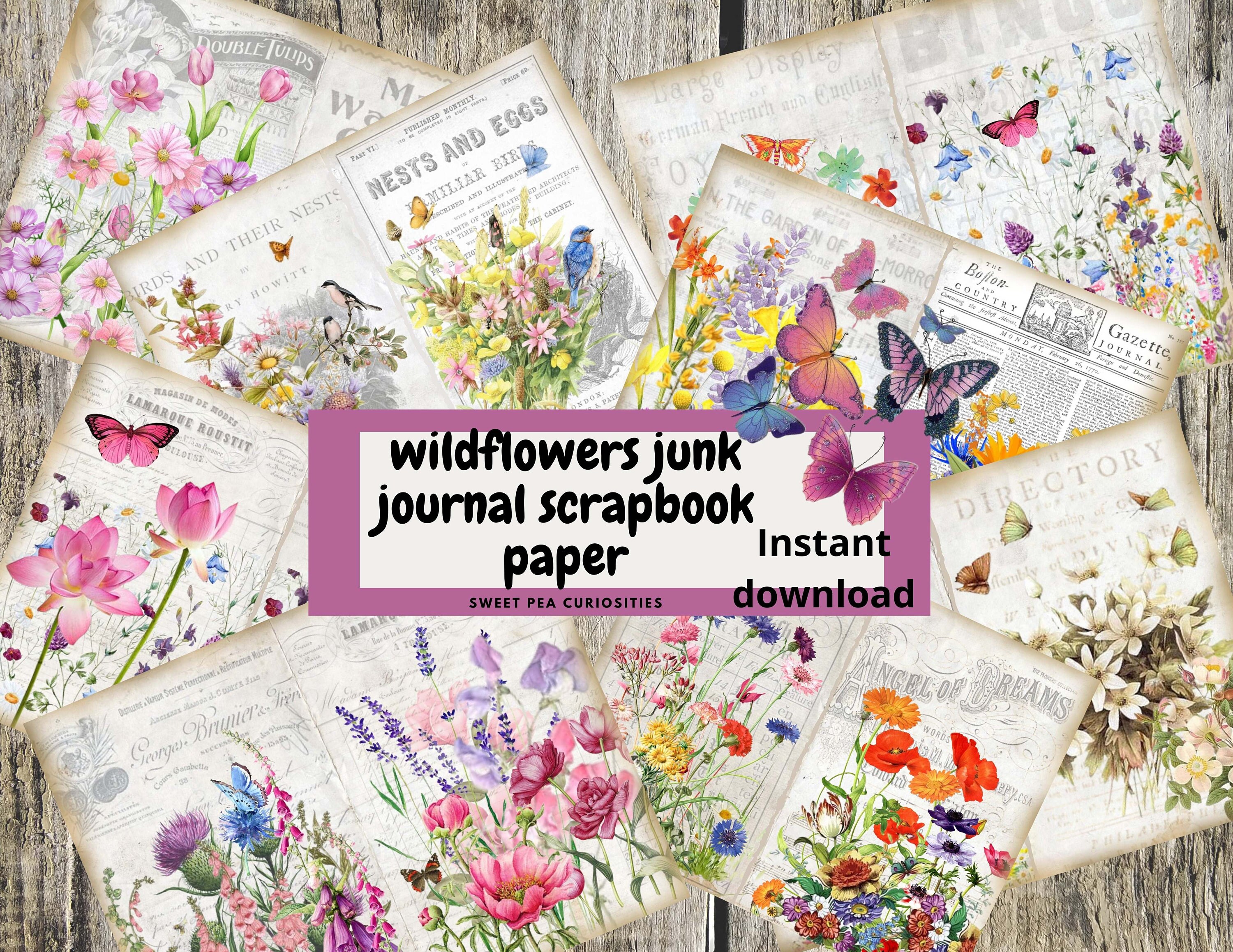 Junk Journal Wildflowers Junk journal kit junk journal | Etsy