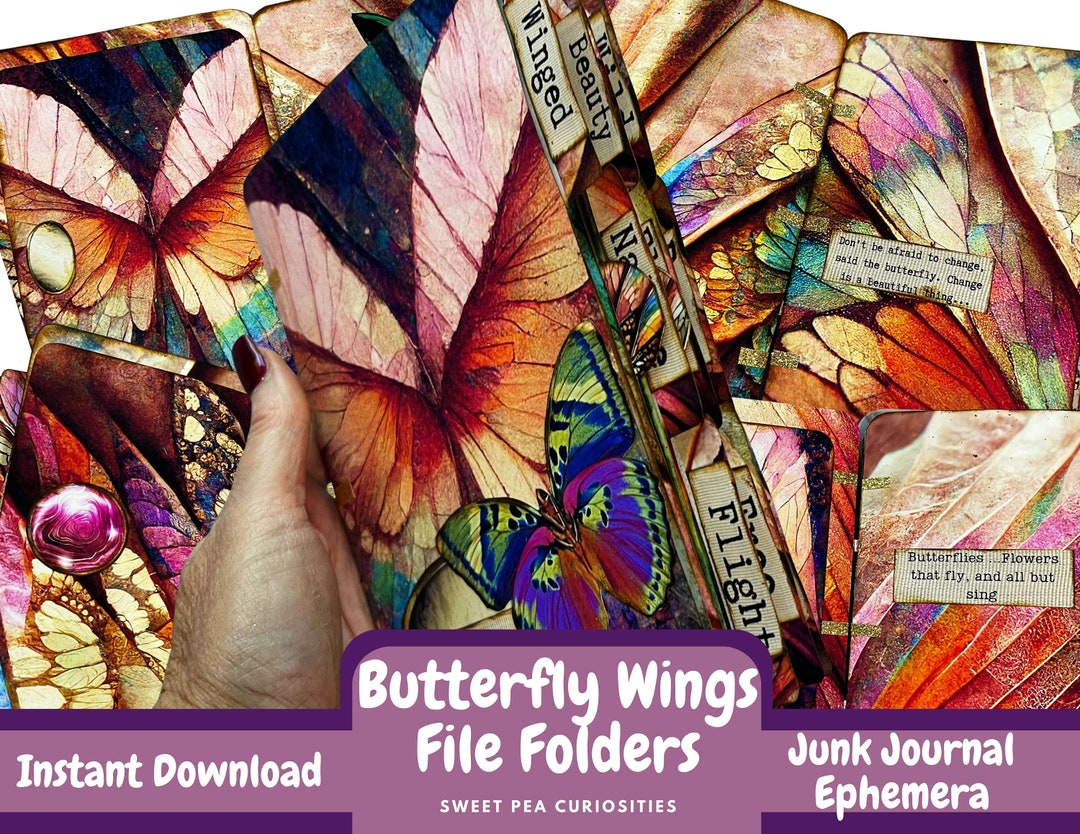 Butterfly, Folders, Junk Journal, Digital, Download, Printable ...