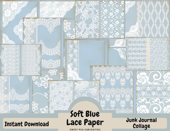 Soft Blue Lace Printable Digital Download Junk Journal - Etsy