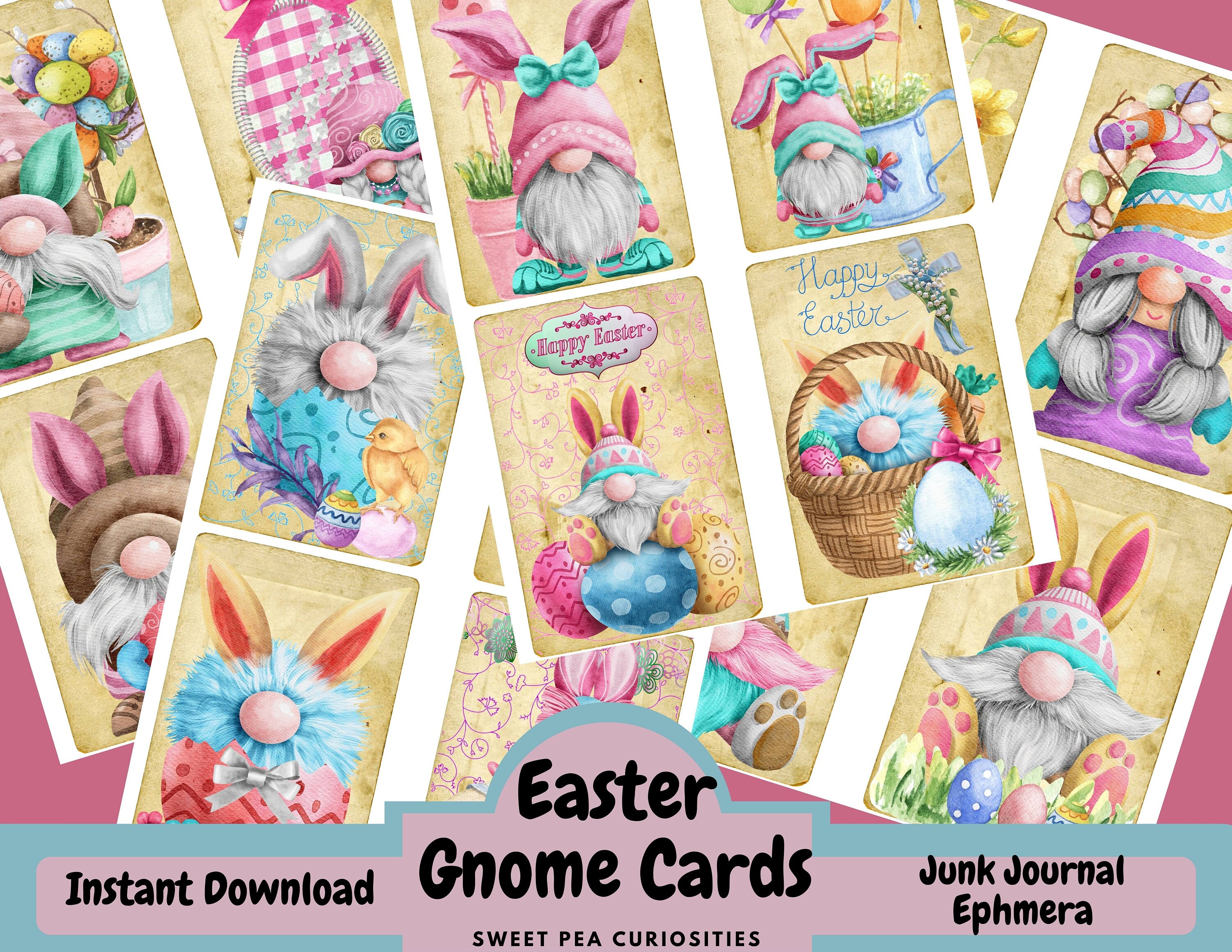 Easter Gnome Cards Junk Journal Digital Download - Etsy