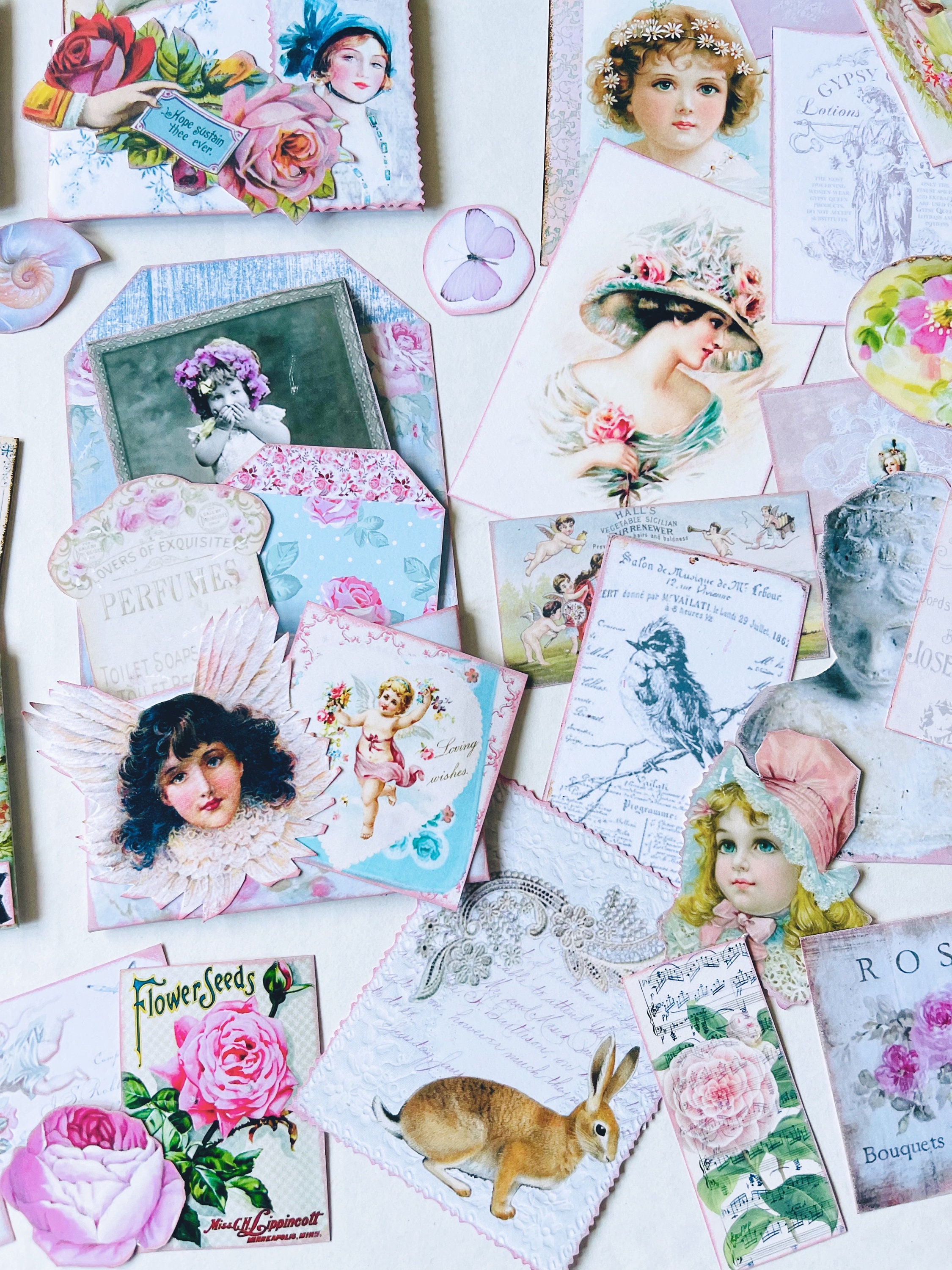 Shabby Chic Pocket Tags Loaded Envelope Junk Journal Kit - Etsy