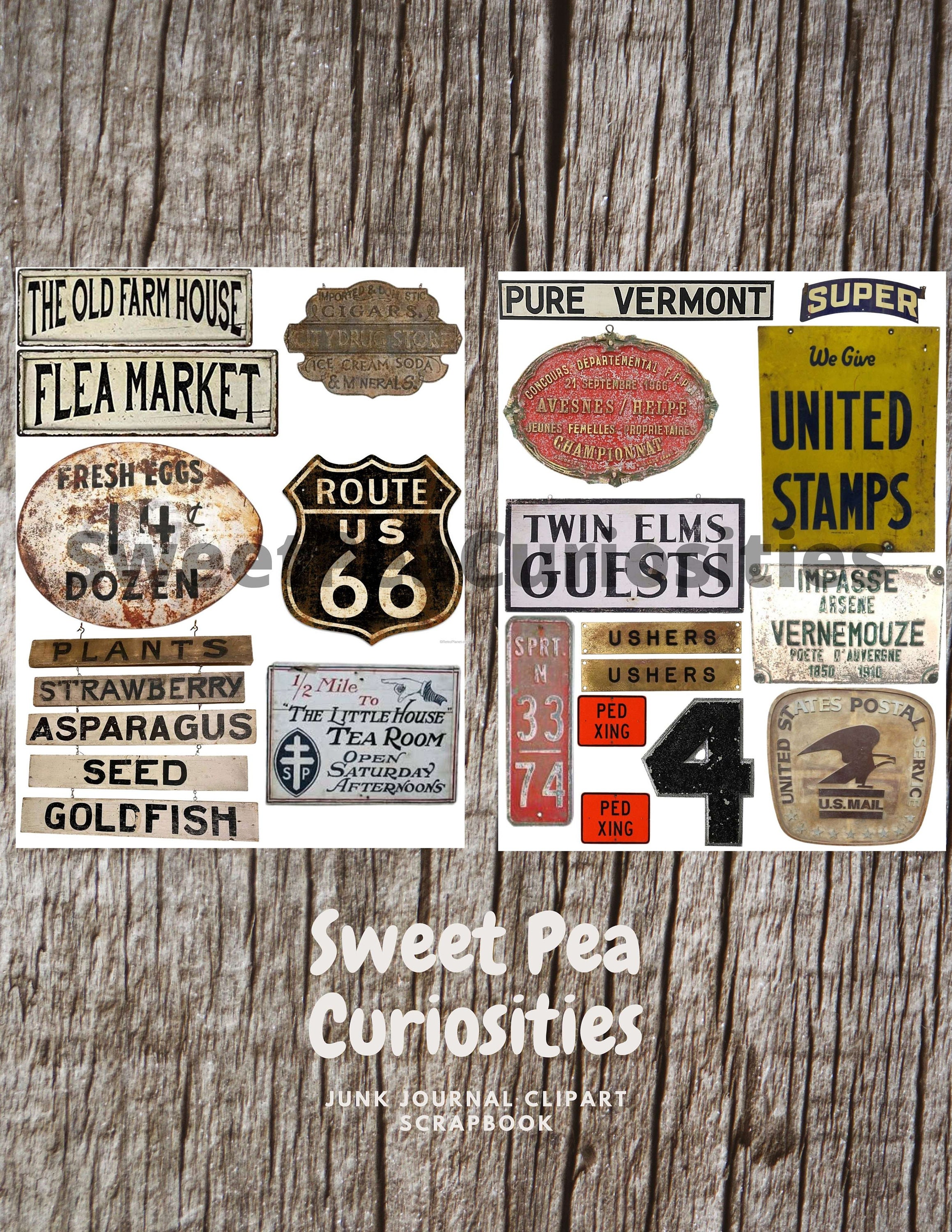 Junk Journal, Vintage Signs, Junk Journal Kit, Scrapbook, Mixed Media ...