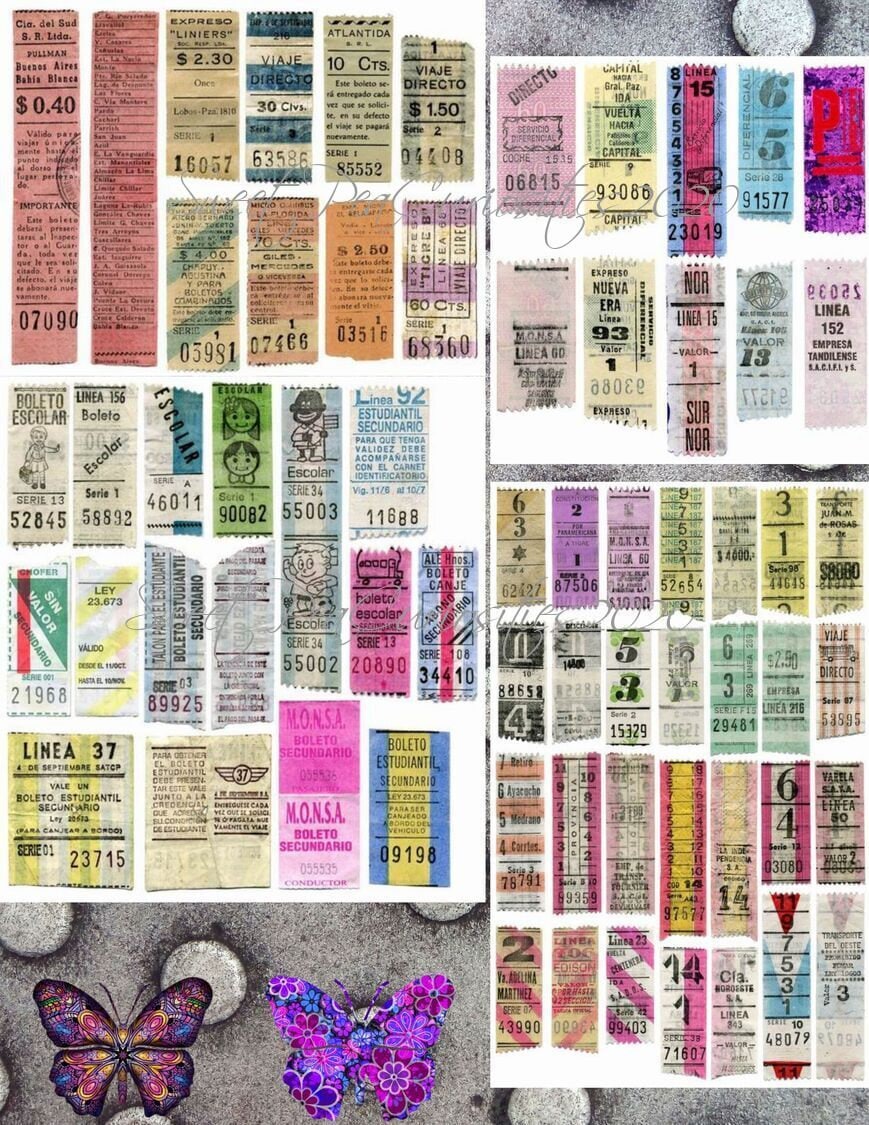 Vintage Digital Download Vintage Bus Tickets Stamps Junk - Etsy