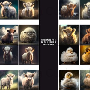 Fluffy Farm Animals, Digital, Download, Printable, Junk Journal Cards ...