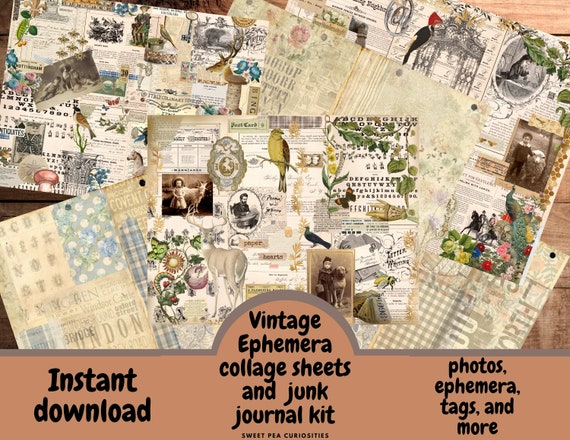 Junk Journal Kit Collage Paper Junk Journal Mixed Media - Etsy