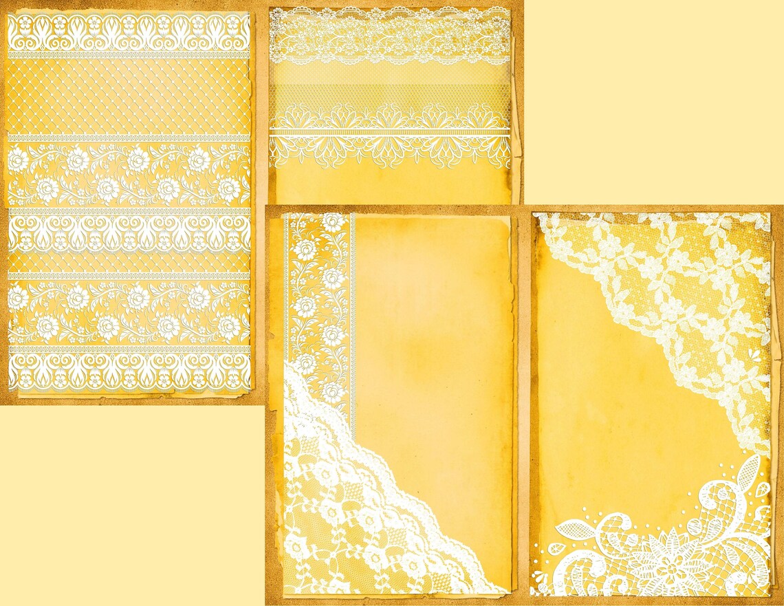 Yellow Lace Printable Digital Download Junk Journal | Etsy