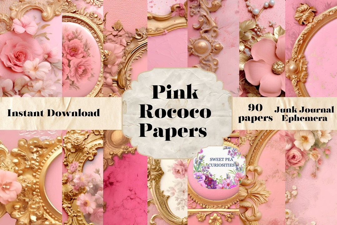 Pink Rococo, Printable, Download, Digital, Junk Journal, Supplies ...