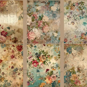 Printable, Download, Digital, Grunge, Flowers, Junk Journal, Supplies ...