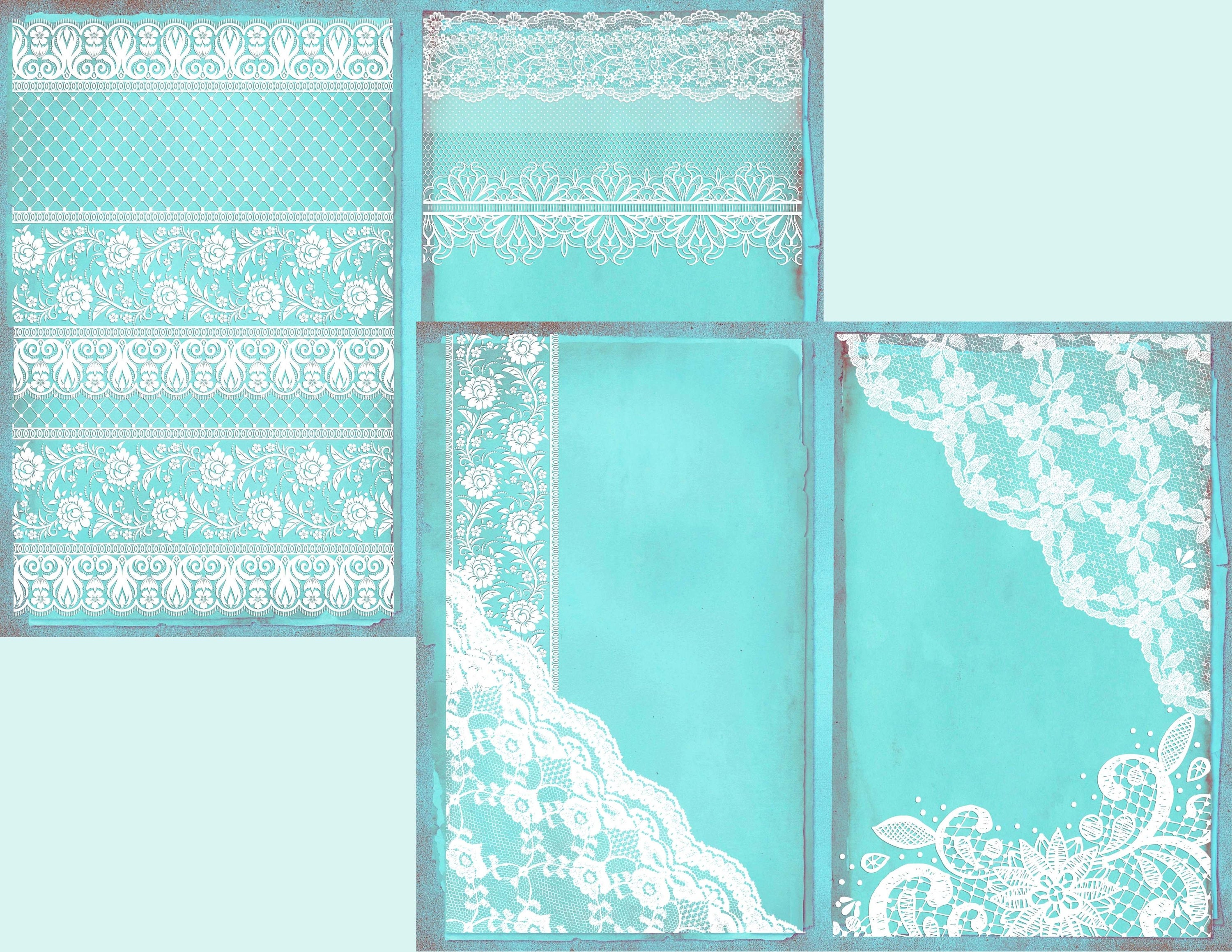 Turquoise Lace Printable Digital Download Junk Journal - Etsy