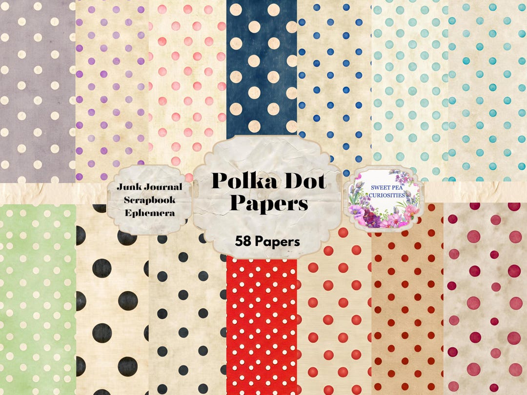 Polka Dots, Papers, Digital, Download, Printable, Junk Journal, Collage ...