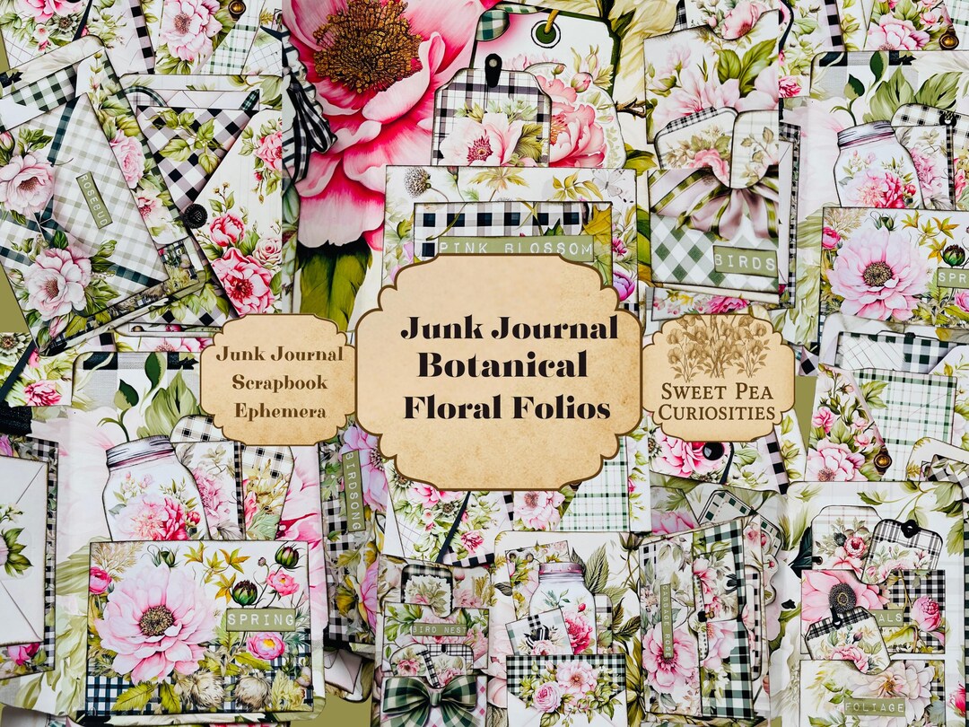 Botanical Folio, Paper, File Folders, Pockets, Kit, Digital, Download ...