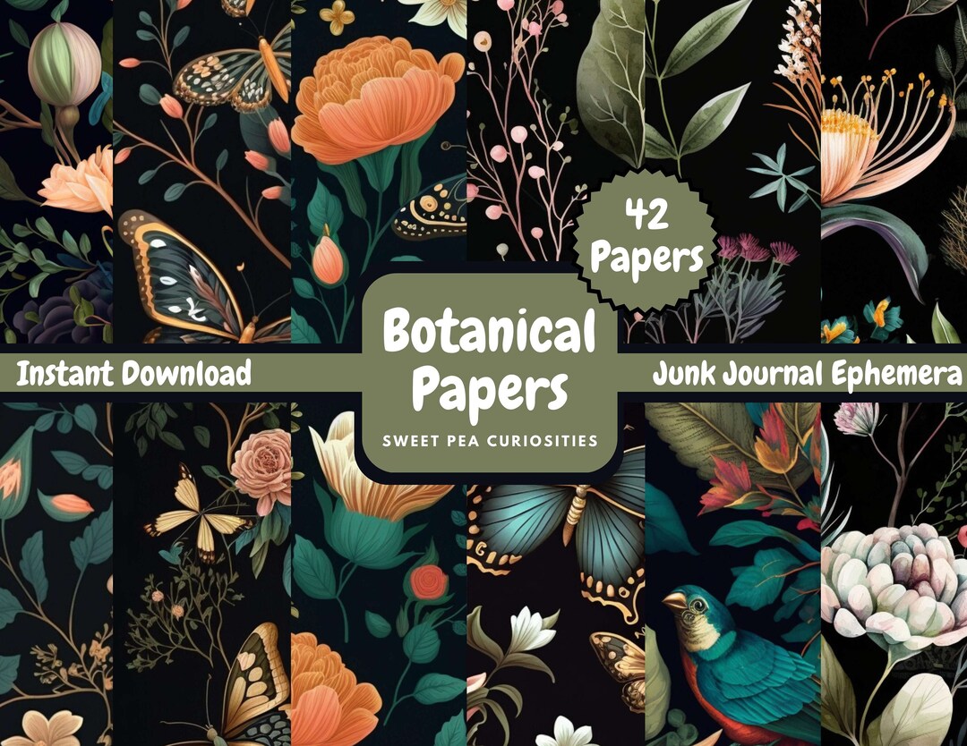 Flowers, Journal, Digital, Download, Printable, Junk Journal Supplies ...