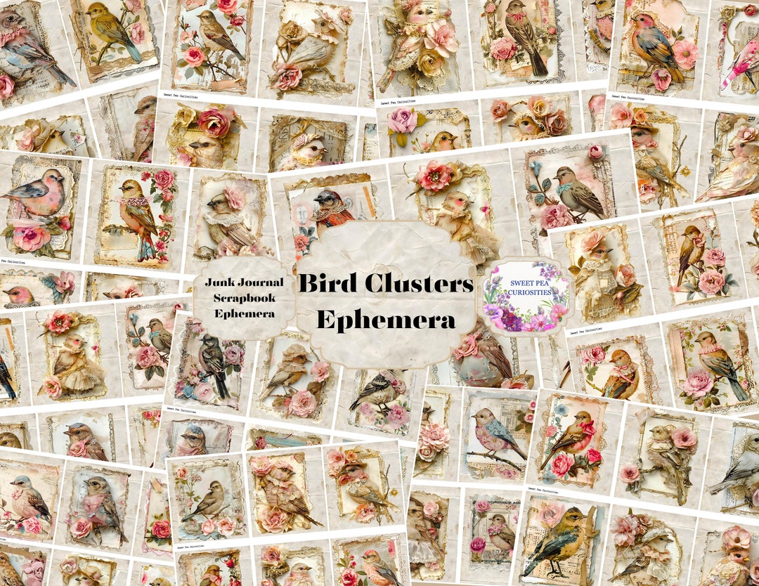 Bird Clusters, Junk Journal, Vintage, Printable, Digital Download, Junk ...