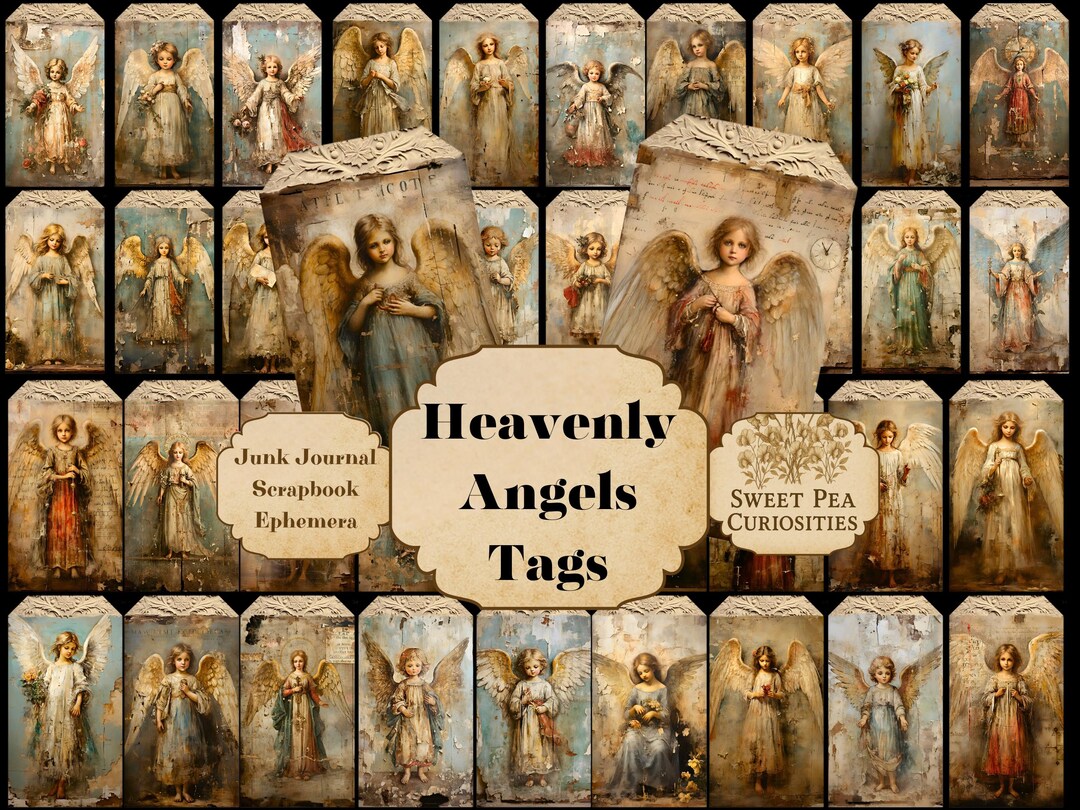 Heavenly Angel ,tags, Paper, Pockets, Grunge, Kit, Digital, Download ...