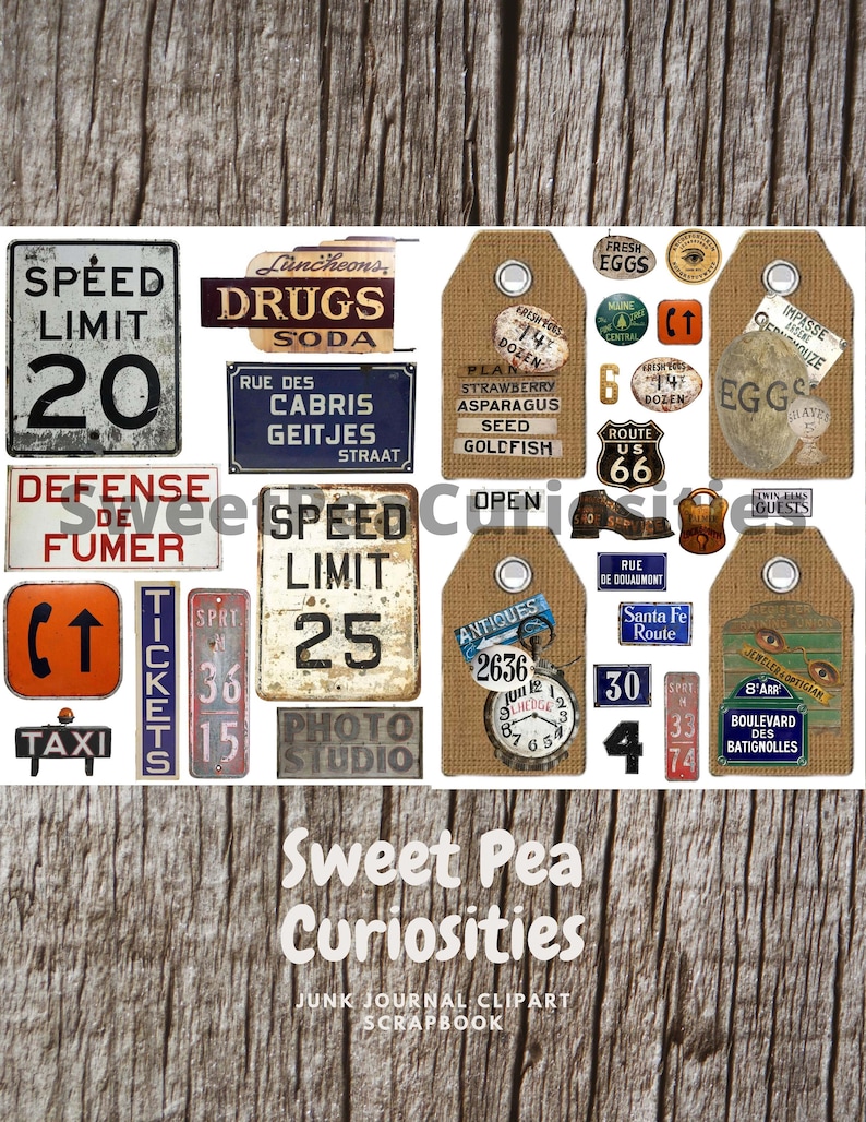 Junk Journal Vintage Signs Junk Journal Kit Scrapbook - Etsy