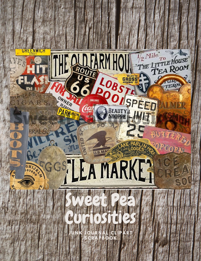 Junk Journal, Vintage Signs, Junk Journal Kit, Scrapbook, Mixed Media ...