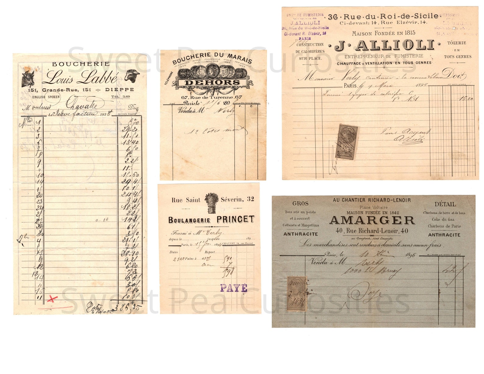 22 French Invoices Receipts Digital Download Junk Journal - Etsy