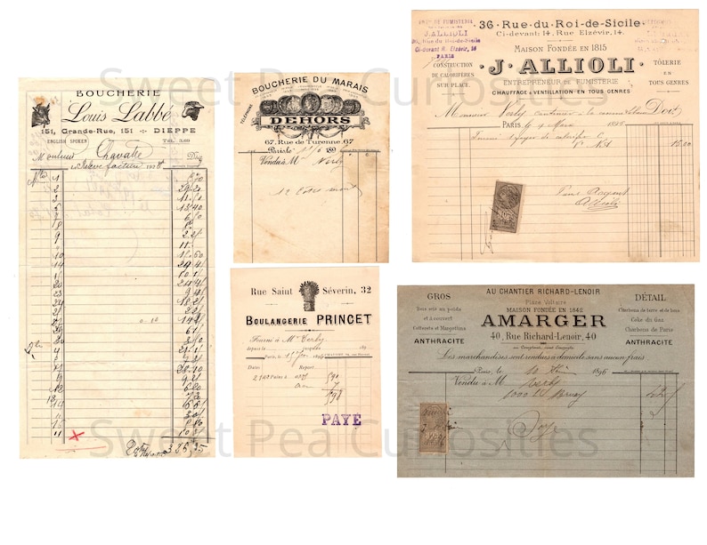 22 French Invoices Receipts Digital Download Junk Journal - Etsy