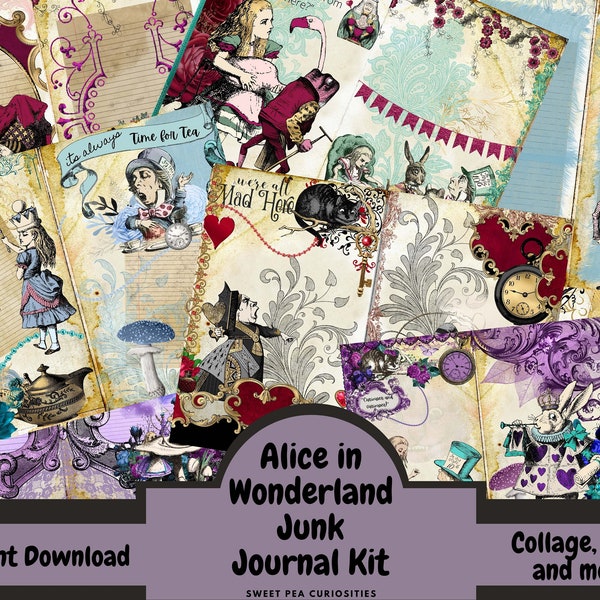 Alice in Wonderland Junk Journal Kit - Etsy