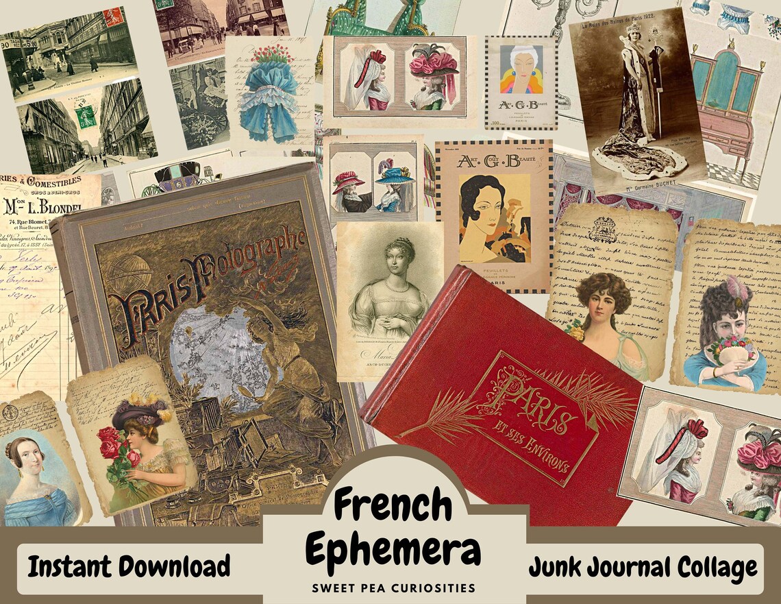 French Ephemera Digital Download Printable Junk Journal - Etsy