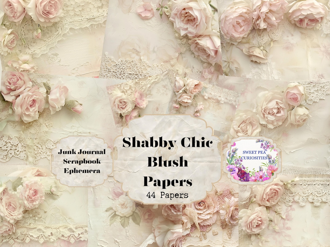 Shabby Chic Blush, Papers, Digital, Download, Printable, Junk Journal ...
