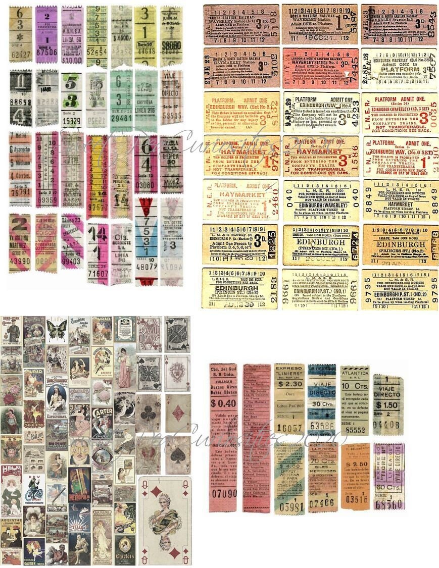 Vintage Digital Download Vintage Bus Tickets Stamps Junk - Etsy
