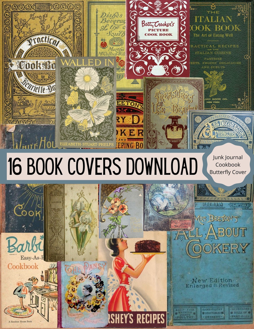 16 Old Book Covers, Journal Page, Vintage, Junk Journal, Scrapbook ...