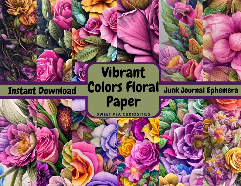 Vibrant Flowers Digital Download Printable Junk Journal - Etsy