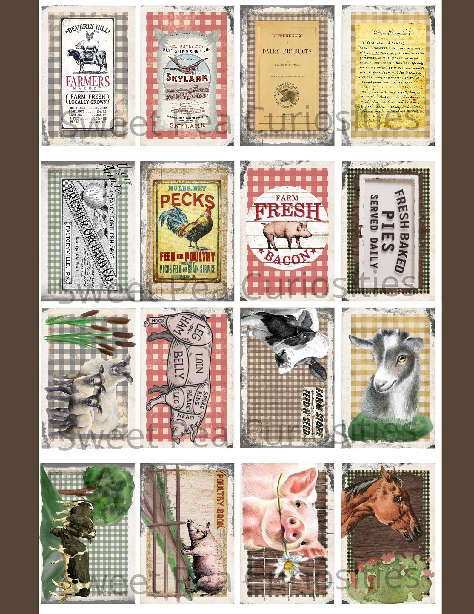 80 Cards Country Farm Junk Journal Cards Ephemera Horses - Etsy