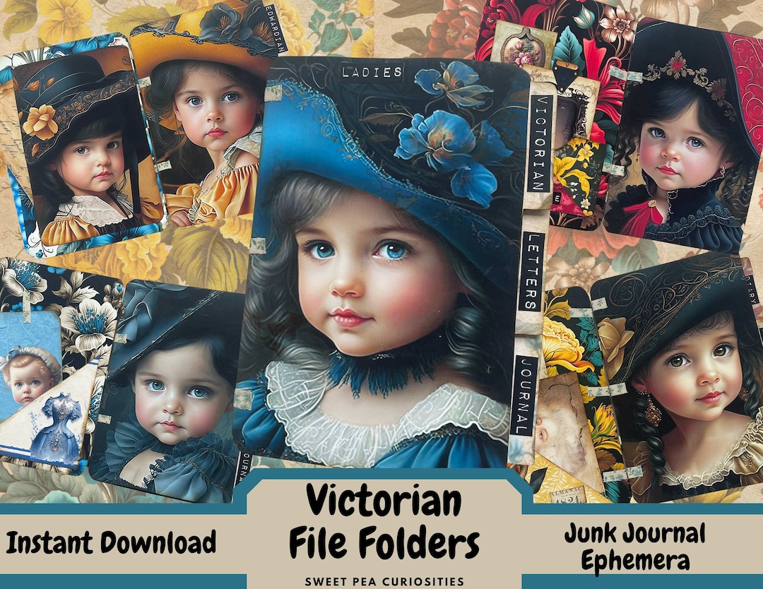 File Folders, Download, Printable, Victorian, Pockets, Tags, Kit ...