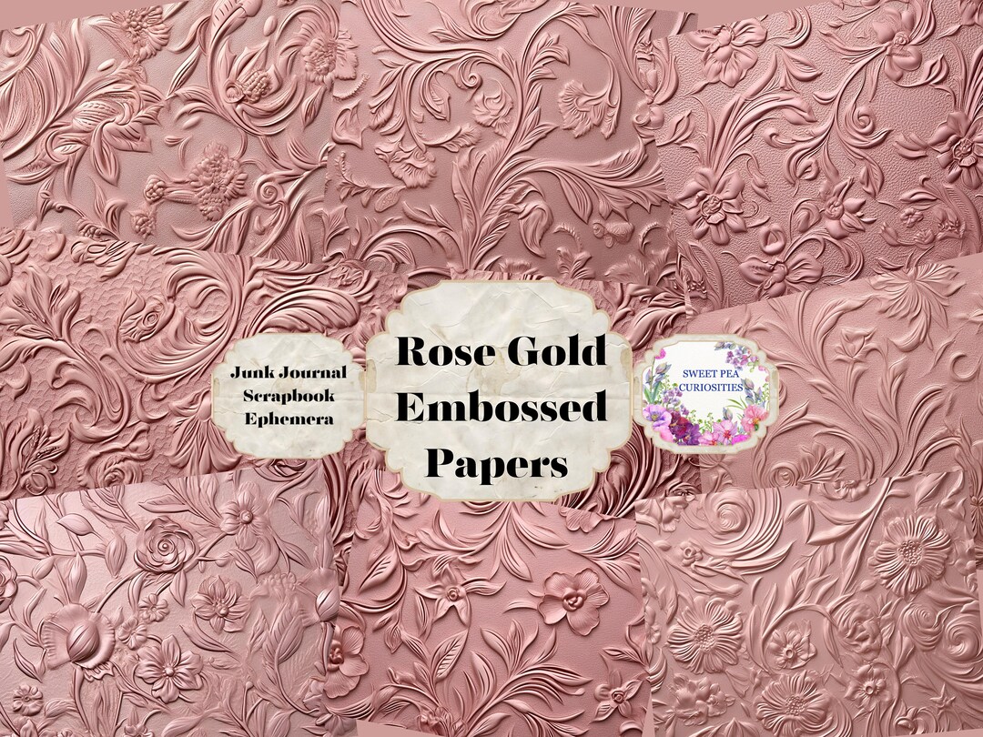 Rose Gold, Embossed, Junk Journal, Vintage, Printable, Digital Download ...
