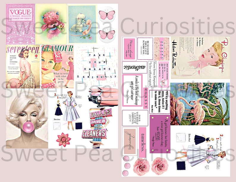 1950's Junk Journal, Kit, Digital, Download, Printable, Collage ...