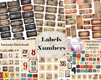 Vintage Number Label Tags, Numbers, Grunge, Number, Tags, Labels, Junk ...