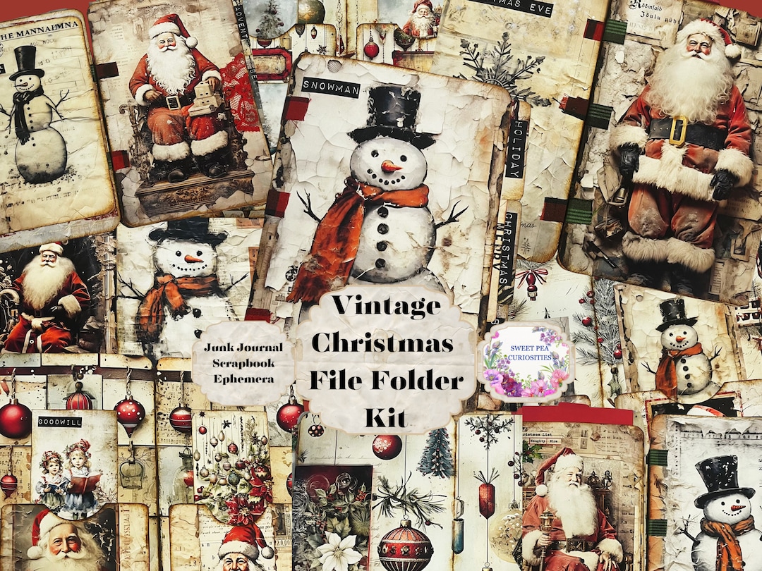 Christmas ,paper, File Folders, Pockets, Tags, Kit, Digital, Download ...