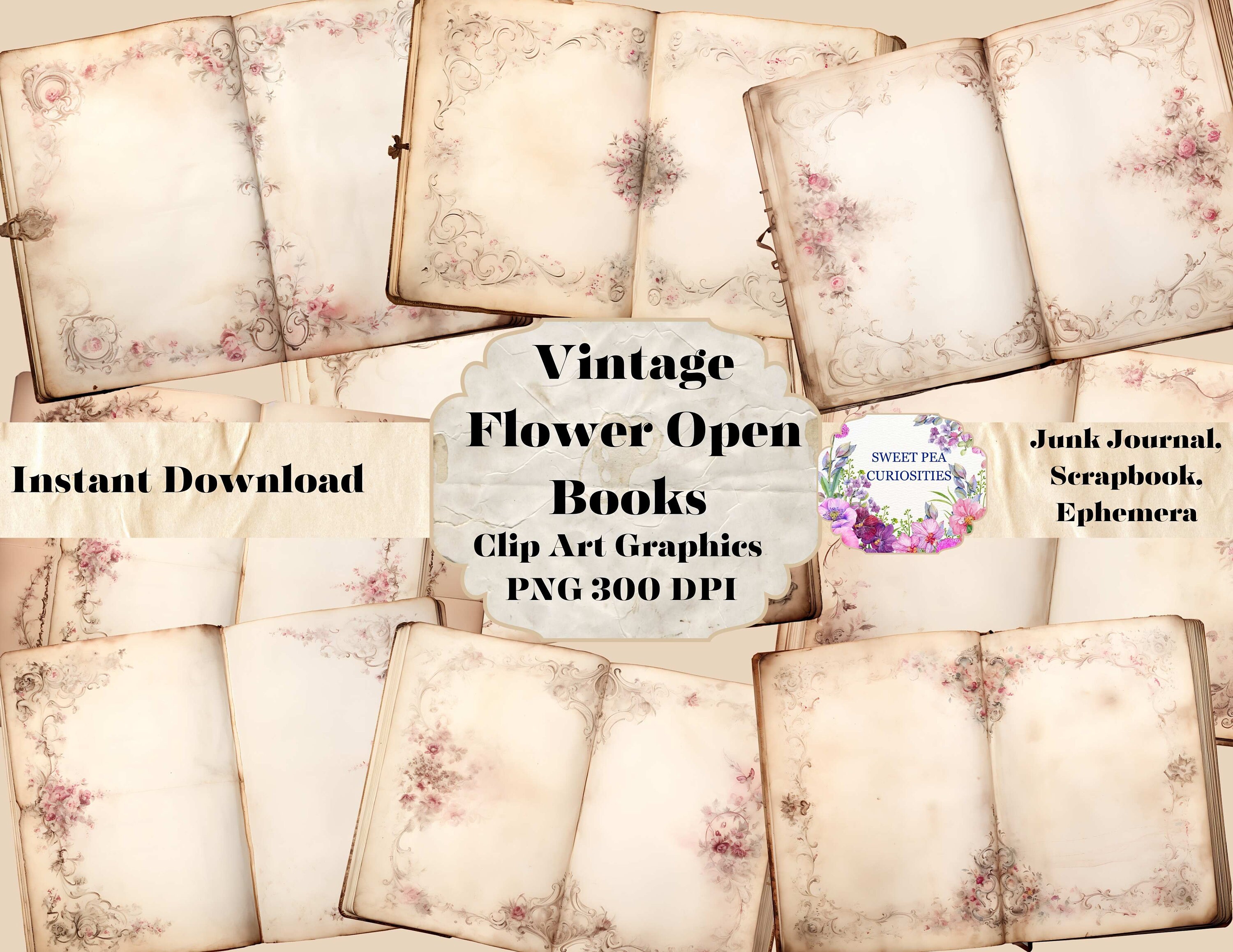 Open Book PNG, Clipart, Digital, Download, Printable, PNG, Junk Journal ...