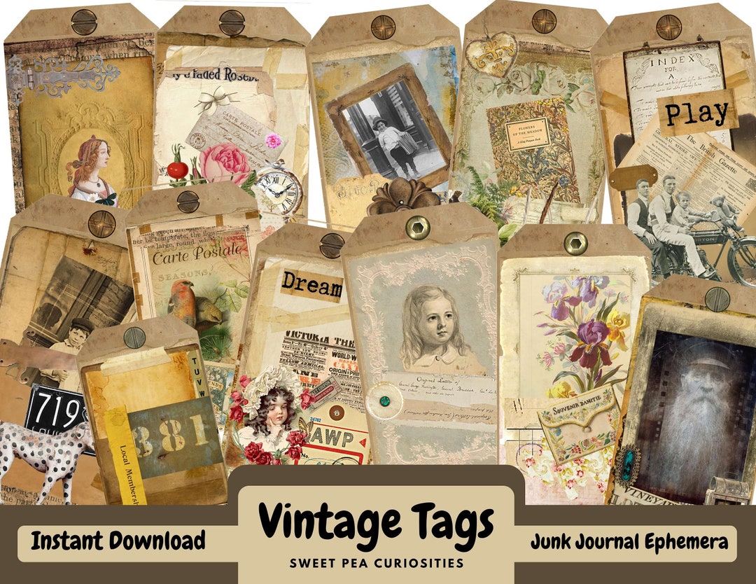 Vintage Tags Digital Download Printable Junk Journal - Etsy